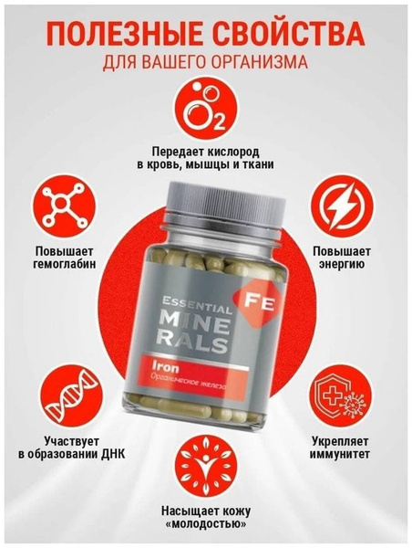 Органическое железо Essential Minerals, Сибирское здоровья, 60 капсул ...