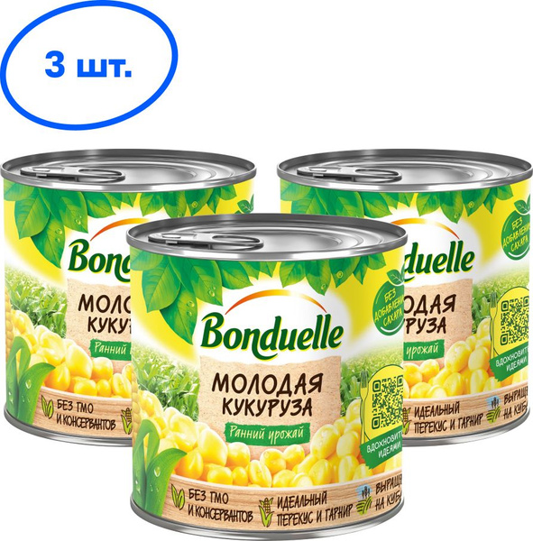 Кукуруза Bonduelle молодая, 340 г х 3 шт - купить с доставкой по выгодным ценам в интернет ...