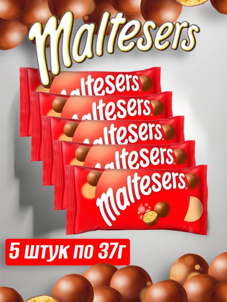 Драже Maltesers шоколадное с хрустящим центром, 5шт по 37г - купить с ...