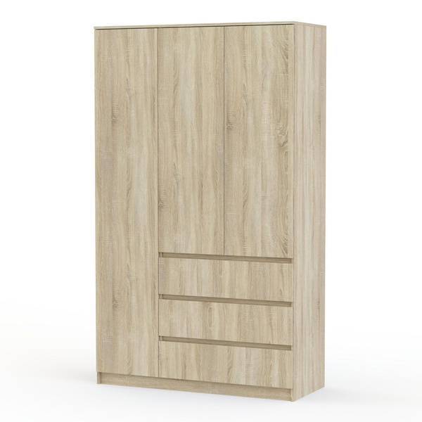 Шкаф распашной Bestmebel Мальм 3 с ящиками 130x50x200 см купить C