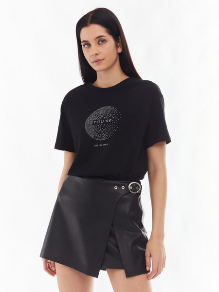 Футболка Zolla, размер 42, цвет черный, 100% Хлопок - купить по выгодной цене в интернет ...