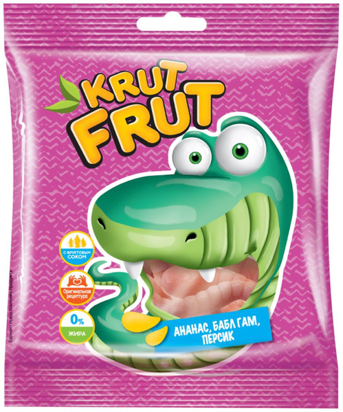 Мармелад KRUT FRUT "ЧЕРВЯЧКИ" 70г со вкусами: ананас, персик, бабл гам - купить с доставкой по ...