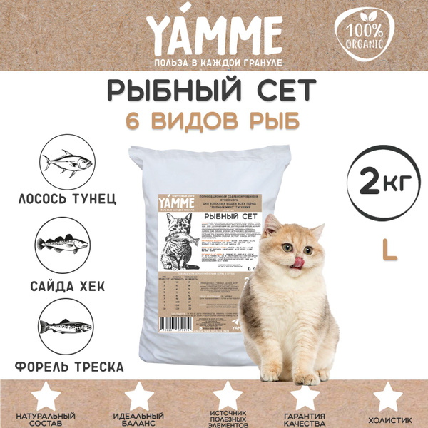 Сбалансированный сухой корм для кошек Рыбный сет, 2 кг - купить с ...