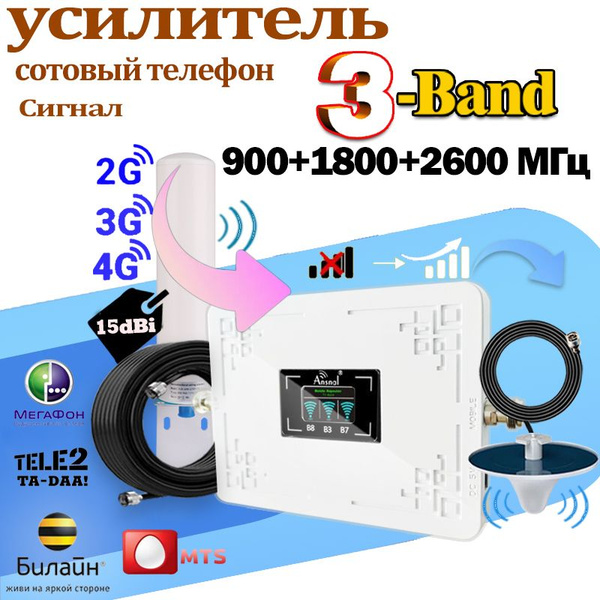 Комплект усилителя сотовой связи и интернета Трехдиапазонный ...