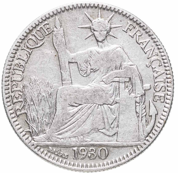 Французский Индокитай 10 сантимов centimes 1930, Серебро 680, в сохранности VF-XF - купить в ...
