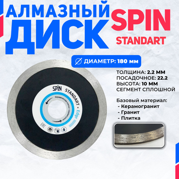 Диск алмазный SPIN 180x2.2x22.23 - купить по низким ценам в интернет ...