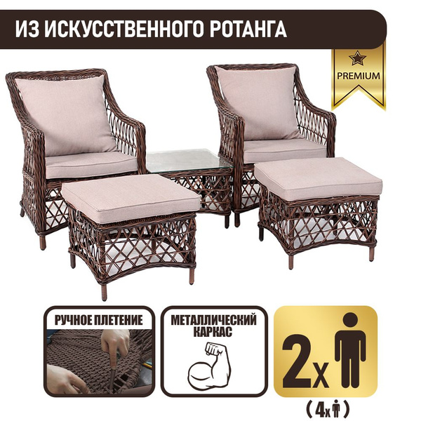 Набор садовой мебели Patioli Пикник Релакс Дуэт из искусственного ...