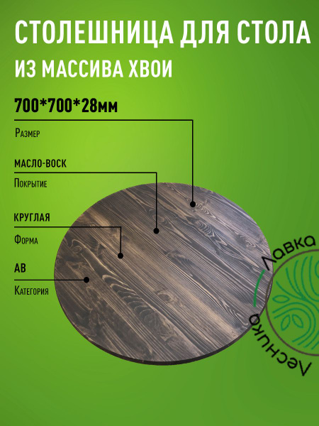 Столешница для стола 700х28 мм Круглая покрытая маслом цвет Орех ...
