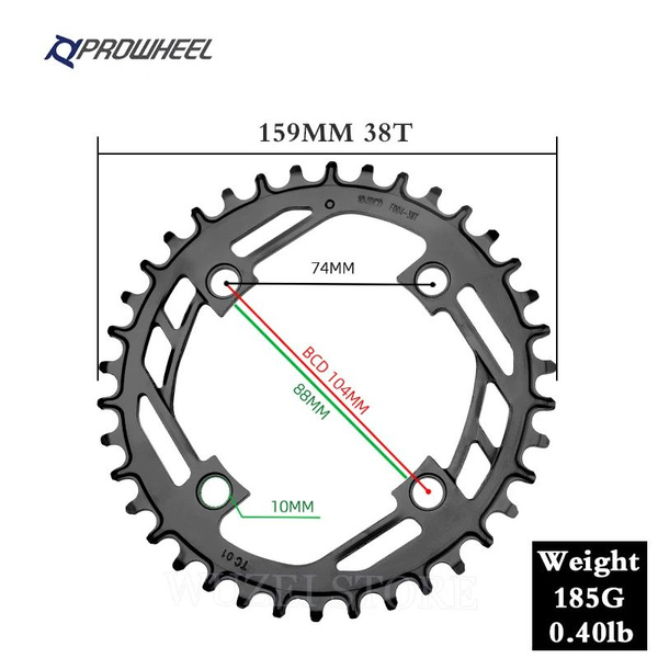Звезда передняя Narrow Wide prowheel 104 BCD, 38T черная Стальной ...