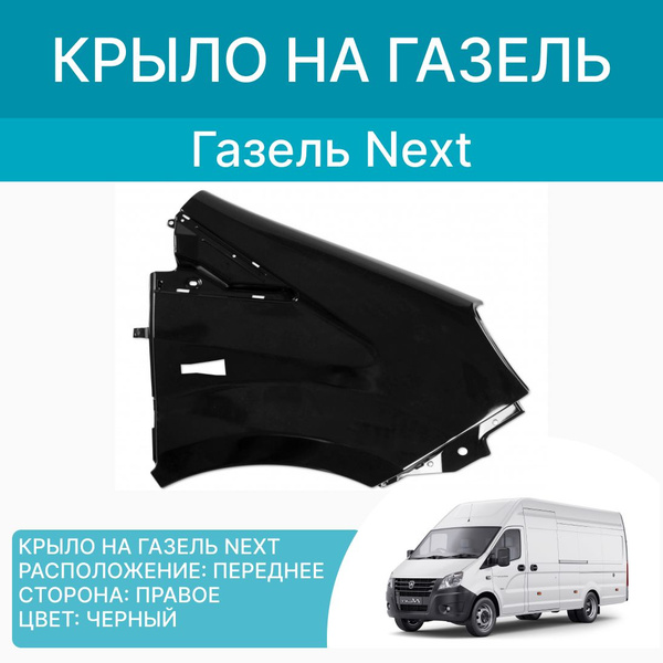 Крыло на Газель Некст пластик (черный) правое - купить с доставкой по ...