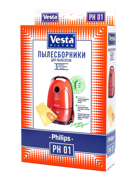 PH01 Мешки для пылесоса Philips, 5 шт + 1 фильтр купить на OZON по ...