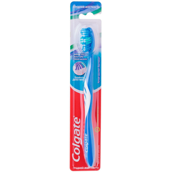 Зубная щетка COLGATE Тройное действие средняя синяя - купить с ...