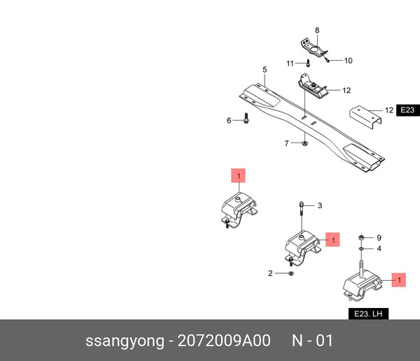 Подушка двигателя правая Ssangyong 2072009A00 купить на OZON по низкой ...