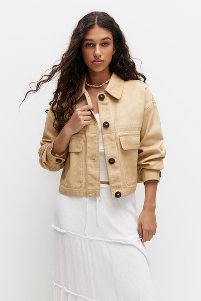 Пальто Pull&Bear, размер 44, цвет коричневый, Хлопок - купить по выгодной цене в интернет ...