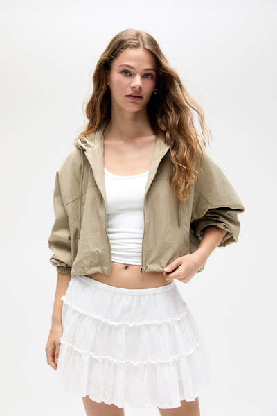 Пальто Pull&Bear, размер 46, 48, цвет зеленый, Полиэстер - купить по выгодной цене в интернет ...