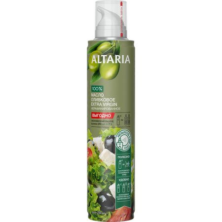 Масло ALTARIA оливковое EXTRA VIRGIN нерафинированное /спрей/ 250мл ...