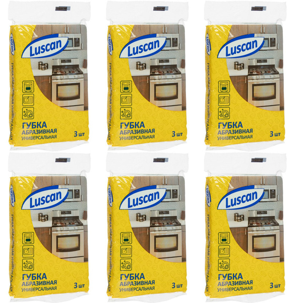 Губка Luscan, 6 уп, Абразив по низкой цене с доставкой в интернет-магазине OZON (1558439590)