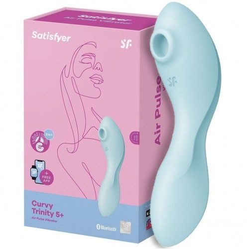 Вакуумный смарт-стимулятор для клитора и точки G Satisfyer Curvy Trinity 5+ голубой - купить с ...