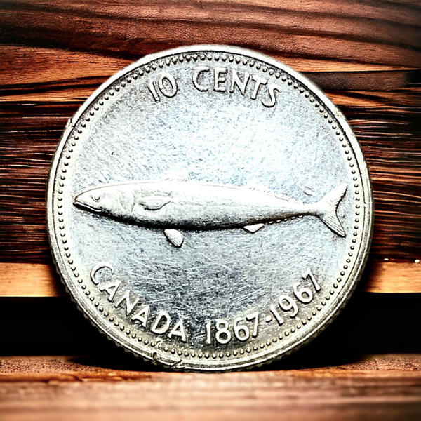 Монета Канада 10 центов 1967 год. Елизавета II. Рыба. Серебро - купить в интернет-магазине OZON ...