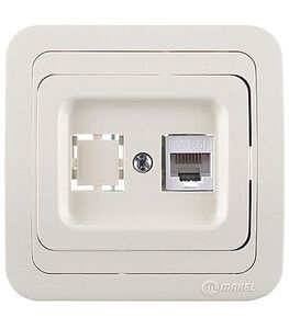 Розетка компьютерная с рамкой с/у бежевая IP20 Makel Mimoza один модуль RJ45 cat 5e - купить по ...