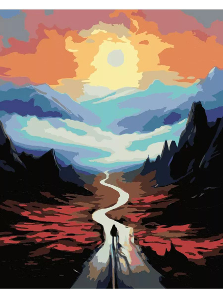 Картина по номерам извилистая дорога на деревянном подрамнике 40х50 см ...