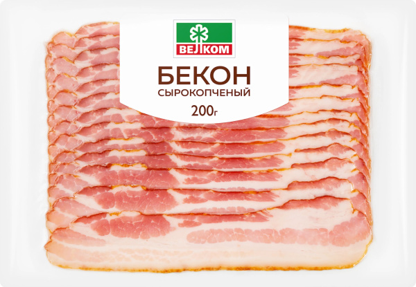 Бекон ВЕЛКОМ сырокопченый, нарезка, 200г купить на OZON по низкой цене ...