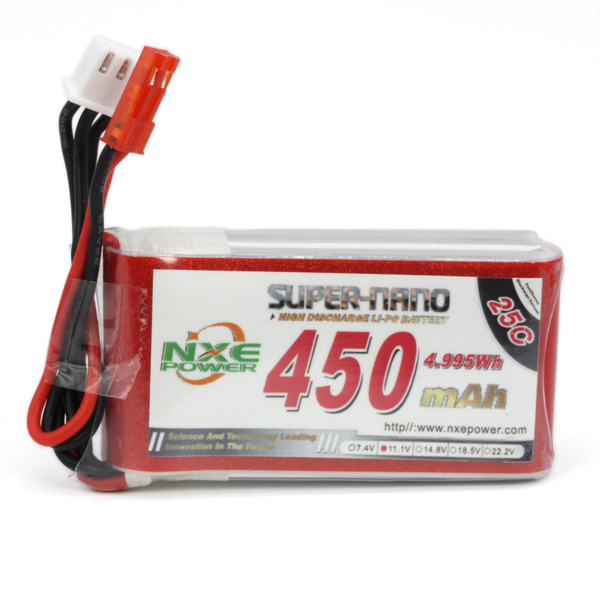 Аккумулятор LiPo 3S 450mAh 25C (NXE) 11.1В мягкий корпус, разъём JST ...