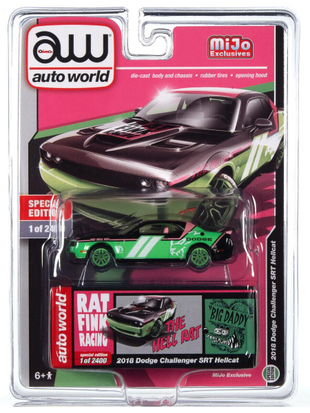 Машинка auto world 1/64 Car model toy Rat Fink 2018 Dodge challenger ...
