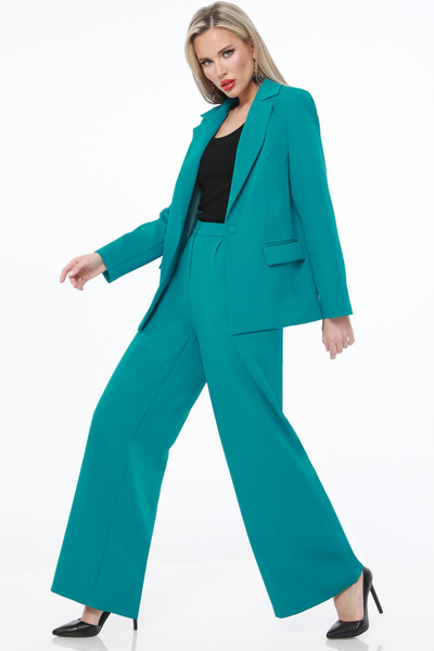 Костюм классический Женский DStrend голубой, размер 48 Полиэстер, Эластан Россия На любой сезон ...