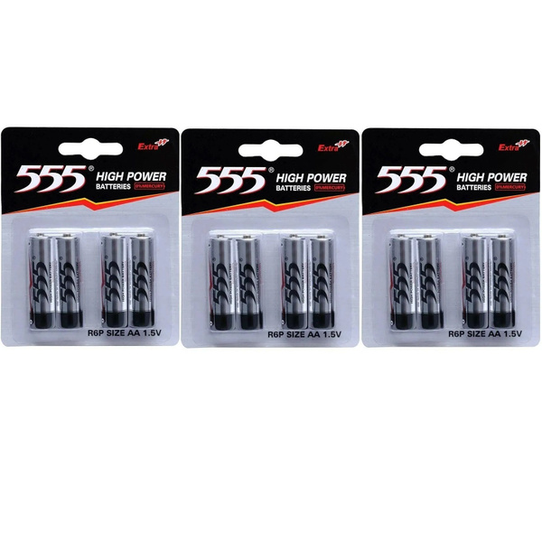 555 Элементы питания AA, солевые R6P, 4 шт в упаковке, 3 уп - купить с доставкой по выгодным ...