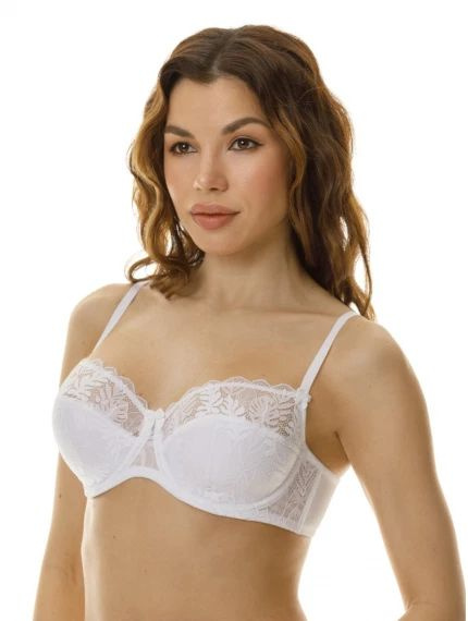 Бюстгальтер Женский LENGY на косточках, размер 85D белый Хлопок, Полиамид Повседневный Россия ...