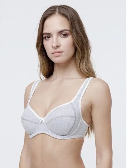 Бюстгальтер Женский LENGY мягкая чашка на каркасе, размер 75B светло-серый меланж Хлопок ...