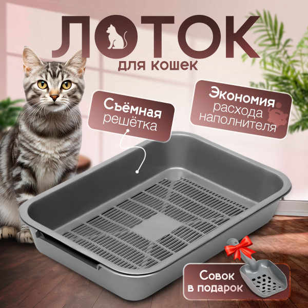 Лоток для кошек , с сеткой и бортом , кошачий туалет - купить с ...
