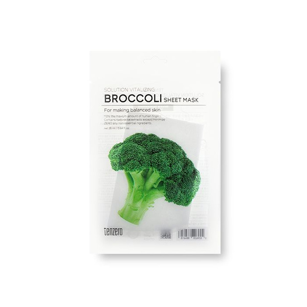Тканевые маски для лица TENZERO SOLUTION VITALIZING BROCCOLI SHEET MASK ...