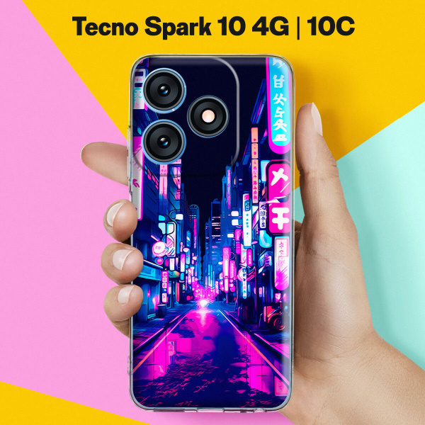 Силиконовый чехол на Tecno Spark 10 4g Tecno Spark 10c Город неон для Текно Спарк 10 4 Джи