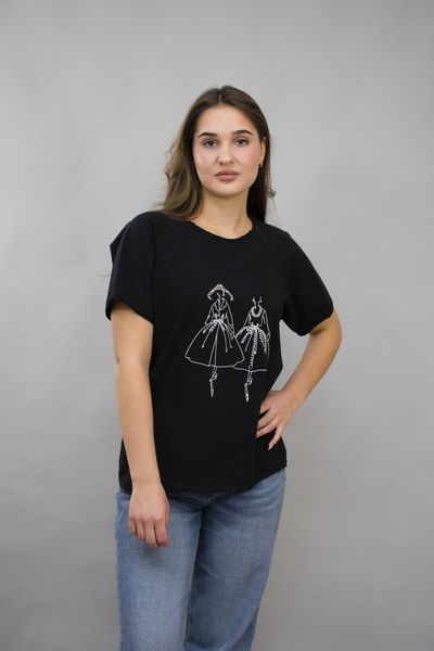 Футболка SVETLANA BATARON, размер 48, цвет черный, Хлопок 100% - купить ...