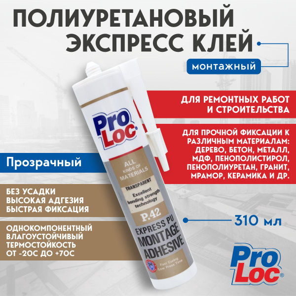 Монтажный клей PROLOC Р 42 310 мл, прозрачный - купить по выгодным ...