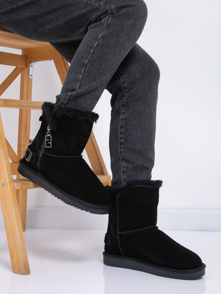 Угги Женский Ascalini черный Замша натуральная Зима 8 Россия Водоотталкивающая пропитка купить c ...