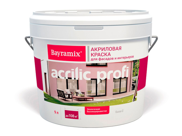 Краска для фасадов и интерьеров Bayramix Akrylik Profi, 1,3 кг / 0,9 л ...