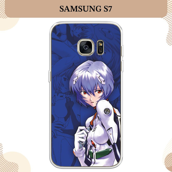 Силиконовый чехол на Samsung Galaxy S7 / Самсунг S7 аниме Евангелион, Рей на синем купить на ...