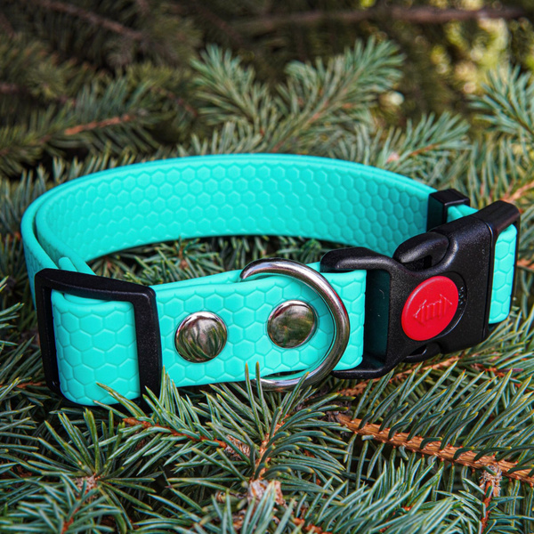 Ошейник из мягкого биотана Соты/Гекса, 25мм (35-55 см.), мятный, DOG ...