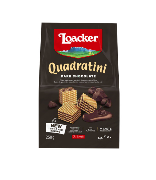 Вафли Loacker Квадратини Темный шоколад 250 г купить с доставкой по