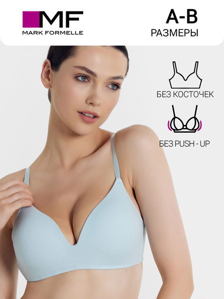 Топ-бюстье Женский Mark Formelle без косточек, формованная чашка, размер 75B голубой Рибана ...