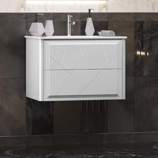 Тумба Opadiris Луиджи 80 подвесная, цвет белый матовый, вар. 2 (под раковину Dreja Эйфория 80 ...