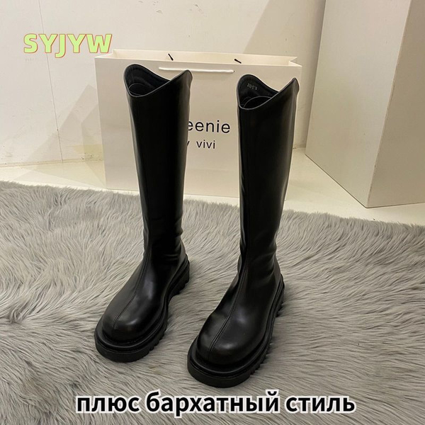 Сапоги Женский SYJYW, размер 40 черный На любой сезон Толстый каблук Молния купить c доставкой ...