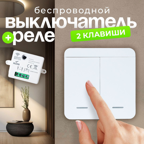 Беспроводной выключатель света с реле, 2 клавиши купить на OZON по ...