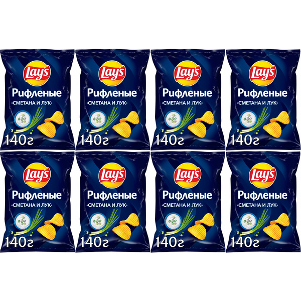 Чипсы картофельные Lay's сметана-лук 140 г, набор: 8 штук купить на OZON по низкой цене (1682841929)