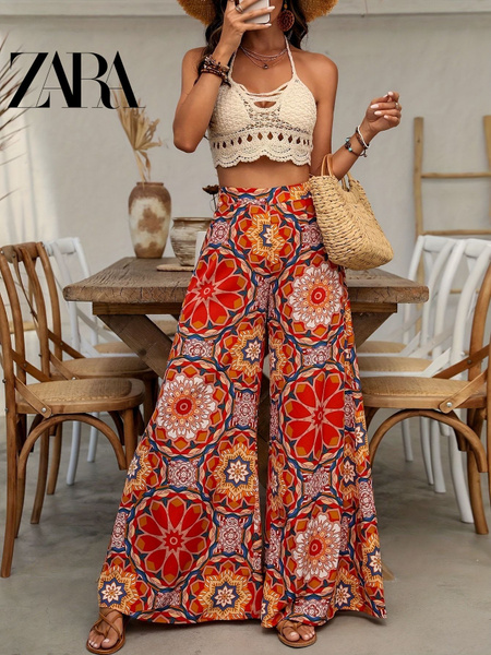 Брюки Женский Zara скинни красно-сиреневый PLA пластик Повседневный, размер 50 Другое облегающий ...