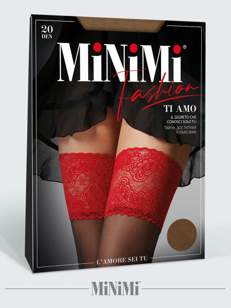 Чулки Женский Minimi, размер 46, 44 красный, золотисто-бежевый Полиамид, Эластан 20 ден ...