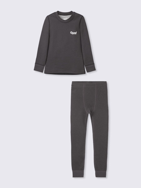 Комплект термобелья Мальчики OLDOS, размер 116 Зима Шерсть, Хлопок темно-серый, серый ...